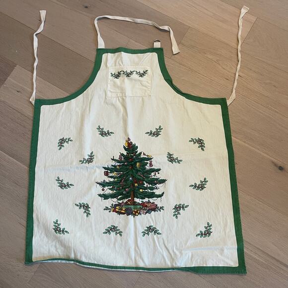 Spode | Kitchen | Vintage Spode Christmas Tree Apron Holidays Festive ...